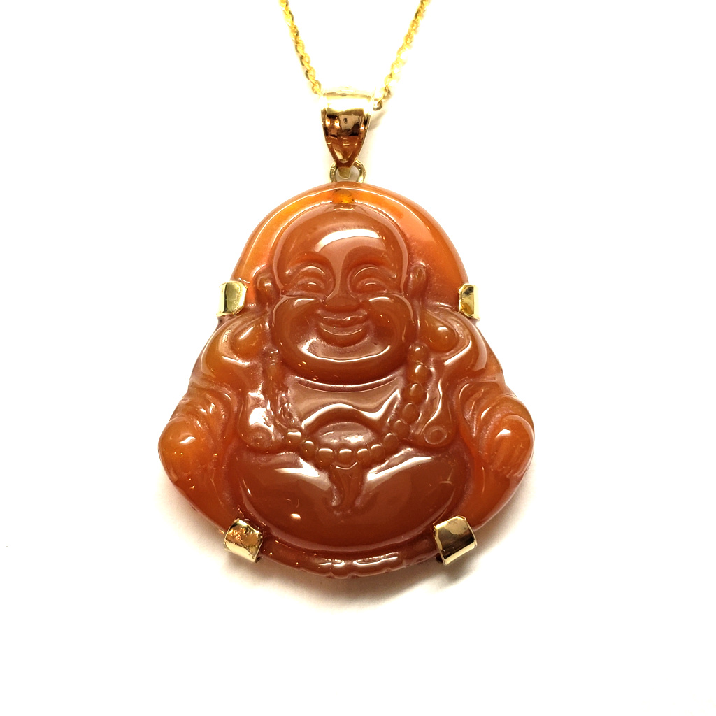 Medi Red Agate Buddha Pendant - Ryu's Jewelry