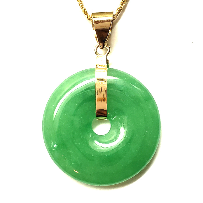 X Mega Green Jade Circle Pendant - Ryu's Jewelry